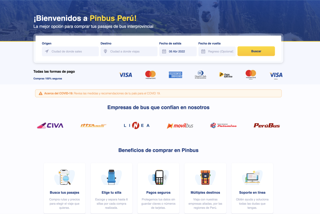 Pinbus Perú llega para transformar la compra online de pasajes ...